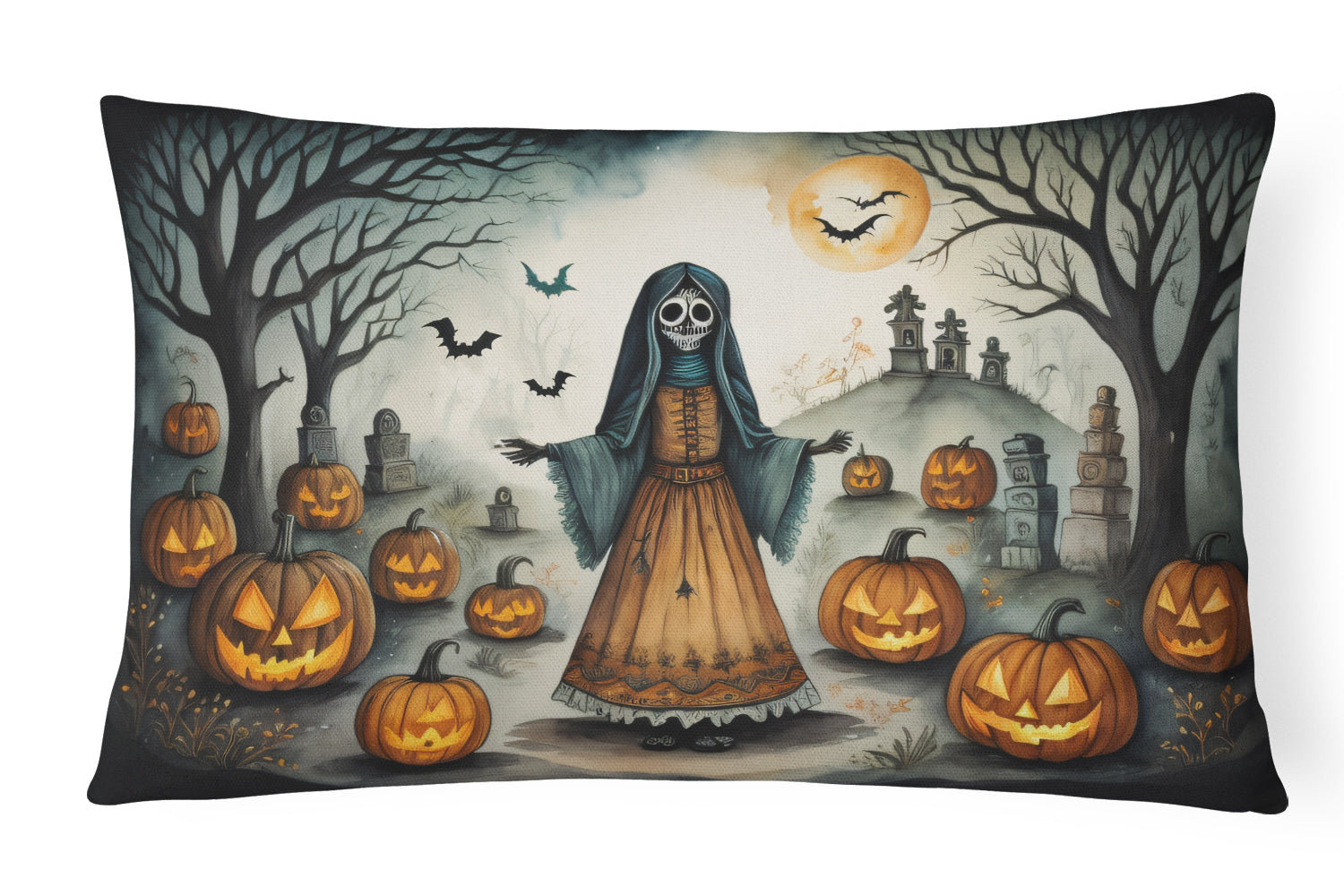 La Llorona Skeleton Spooky Halloween Fabric Decorative Pillow