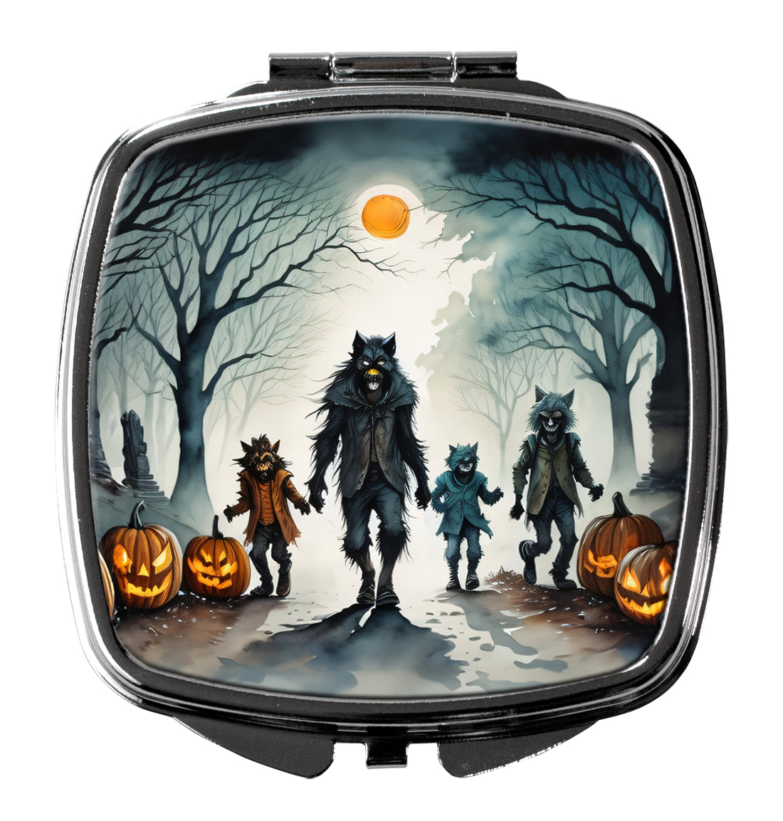 Werewolves Spooky Halloween Compact Mirror – Stylish Purse Mirror with