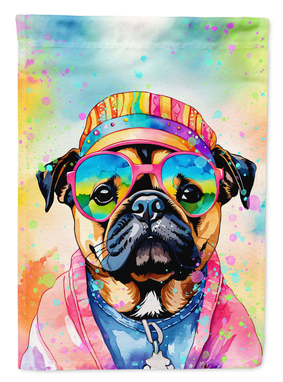 Pug Hippie Dawg House Flag