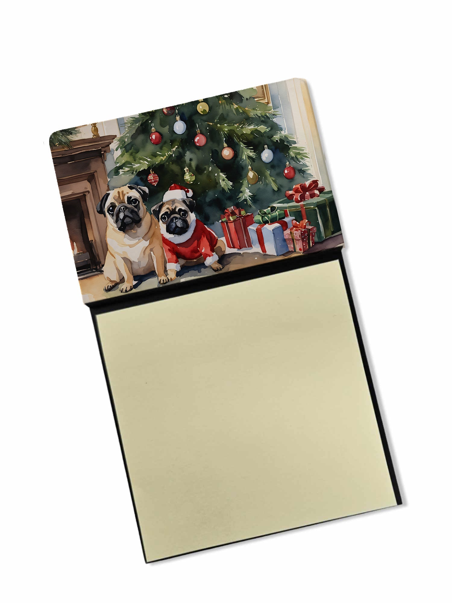 Pug Cozy Christmas Sticky Note Holder- Refiilable Desk Accessory Note
