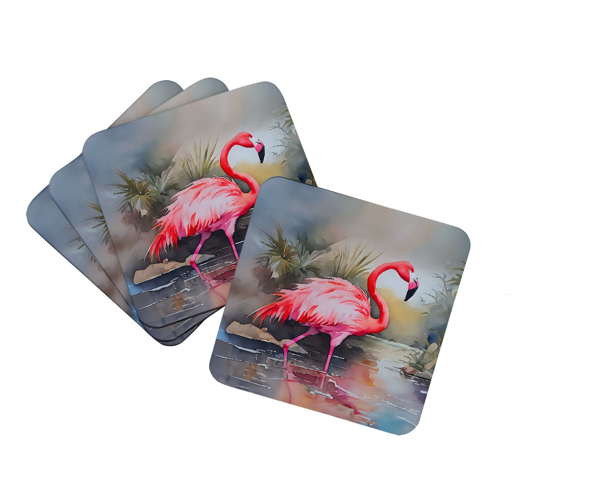 Flamingo Coasters - Set of 4 Lightweight Foam, Absorbent Drink Coaster