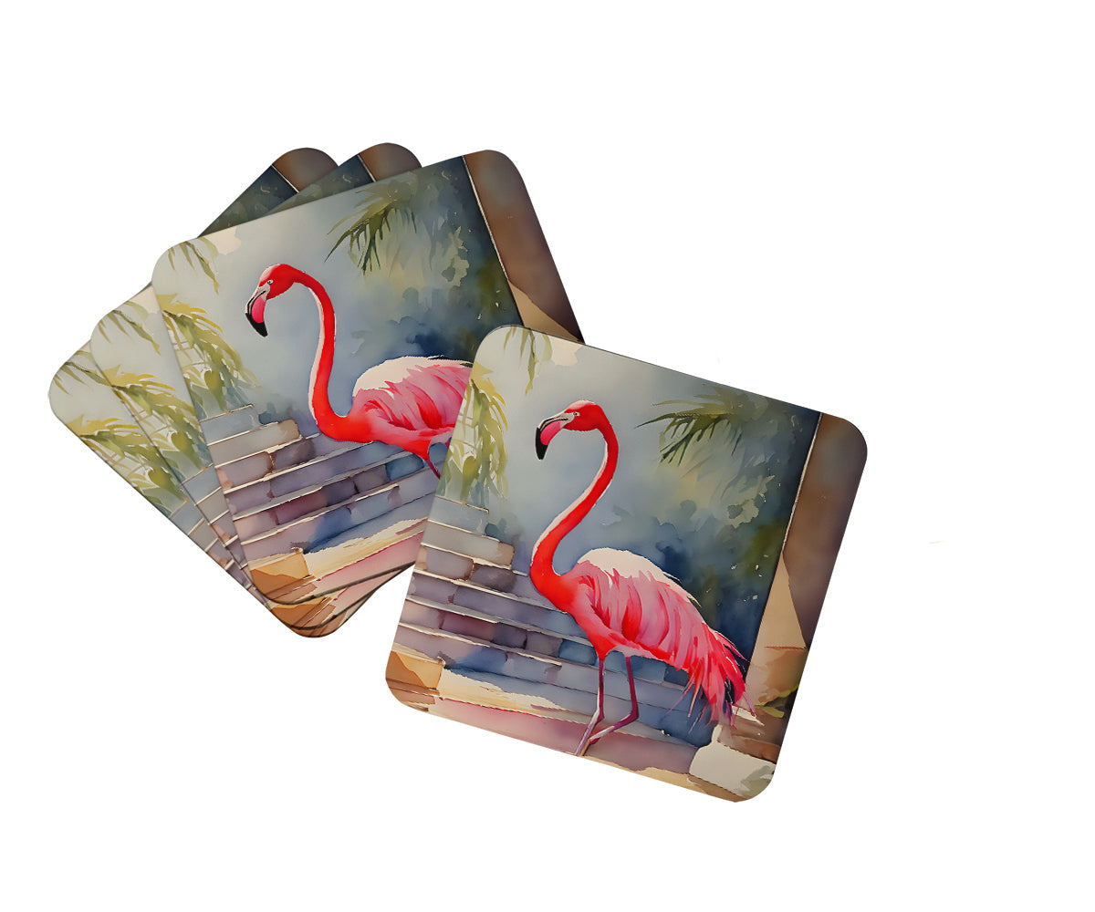 Flamingo Coasters - Set of 4 Lightweight Foam, Absorbent Drink Coaster