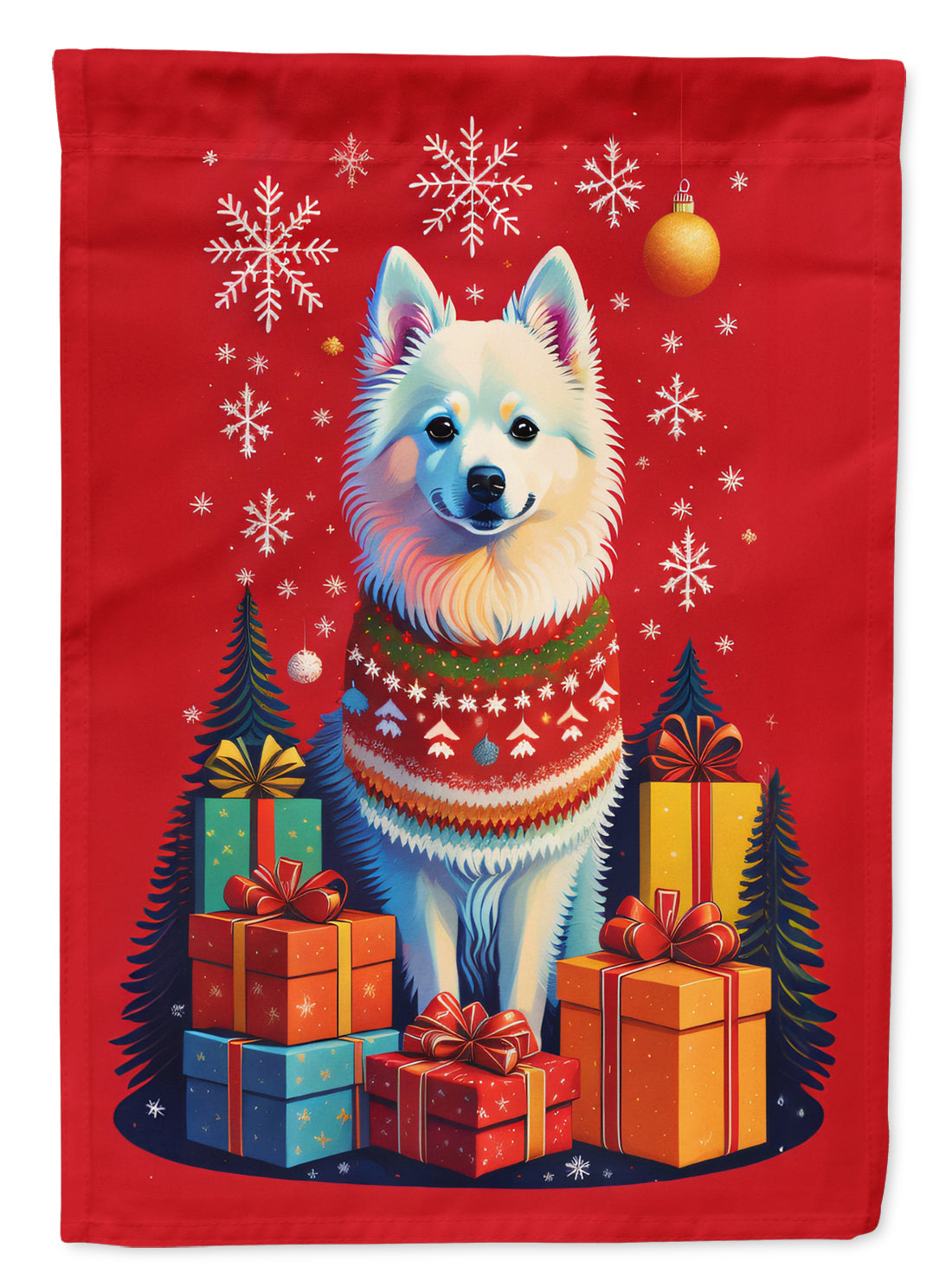 American Eskimo Holiday Christmas Garden Flag – Outdoor Decorative Yar