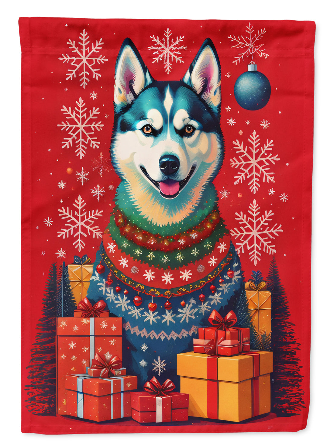Siberian Husky Holiday Christmas Garden Flag – Outdoor Decorative Yard