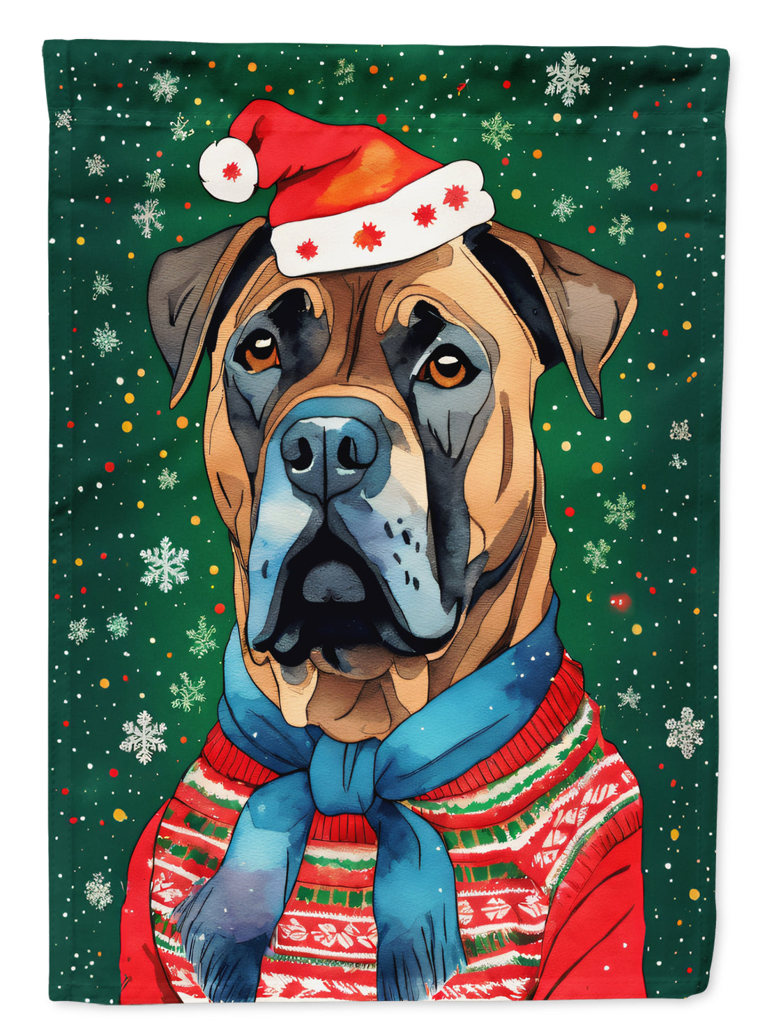 Cane Corso Christmas Garden Flag – Cozy Dog Holiday Decor with Tree