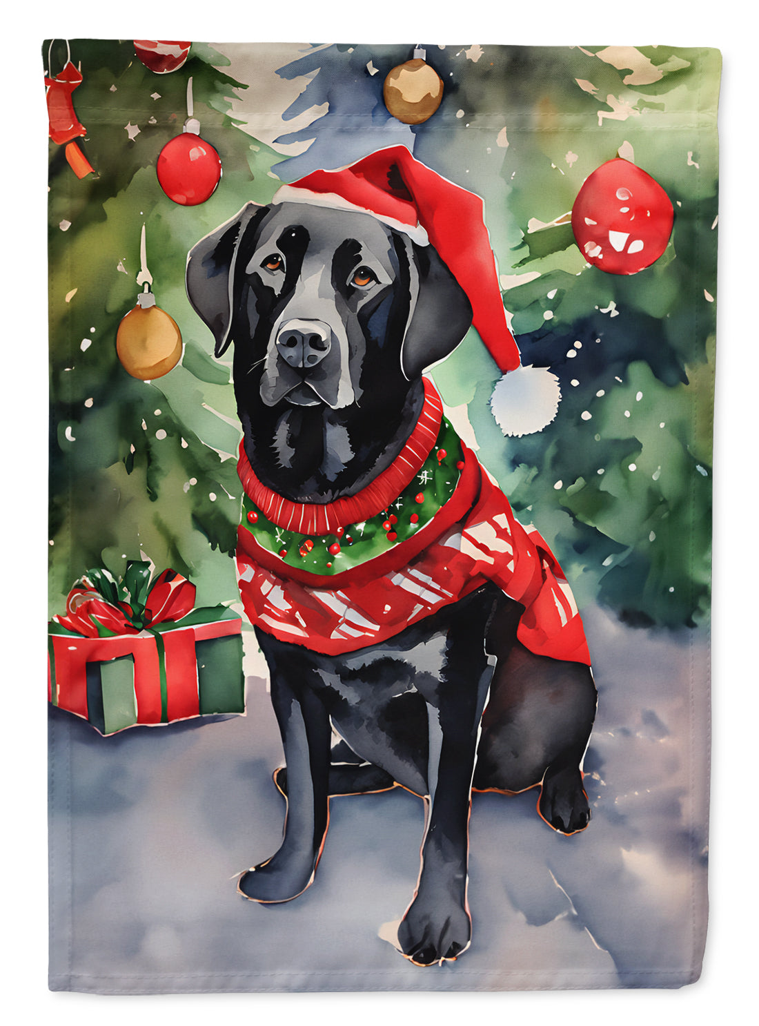 Black Labrador Retriever Christmas Garden Flag – Cozy Dog Holiday Deco