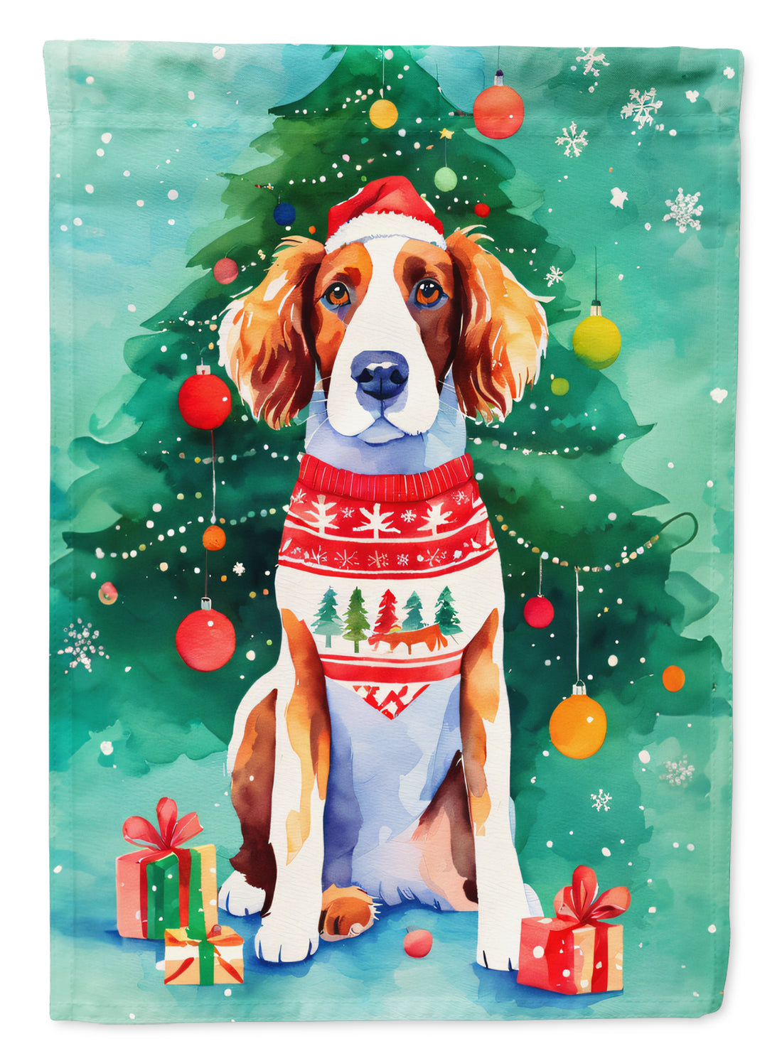 Welsh Springer Spaniel Christmas Garden Flag – Cozy Dog Holiday Decor