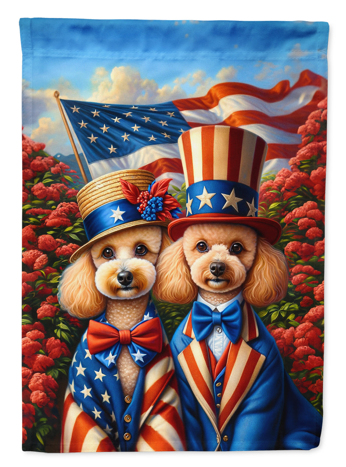All American Poodle Garden Flag – Dogs with American Flag Background b