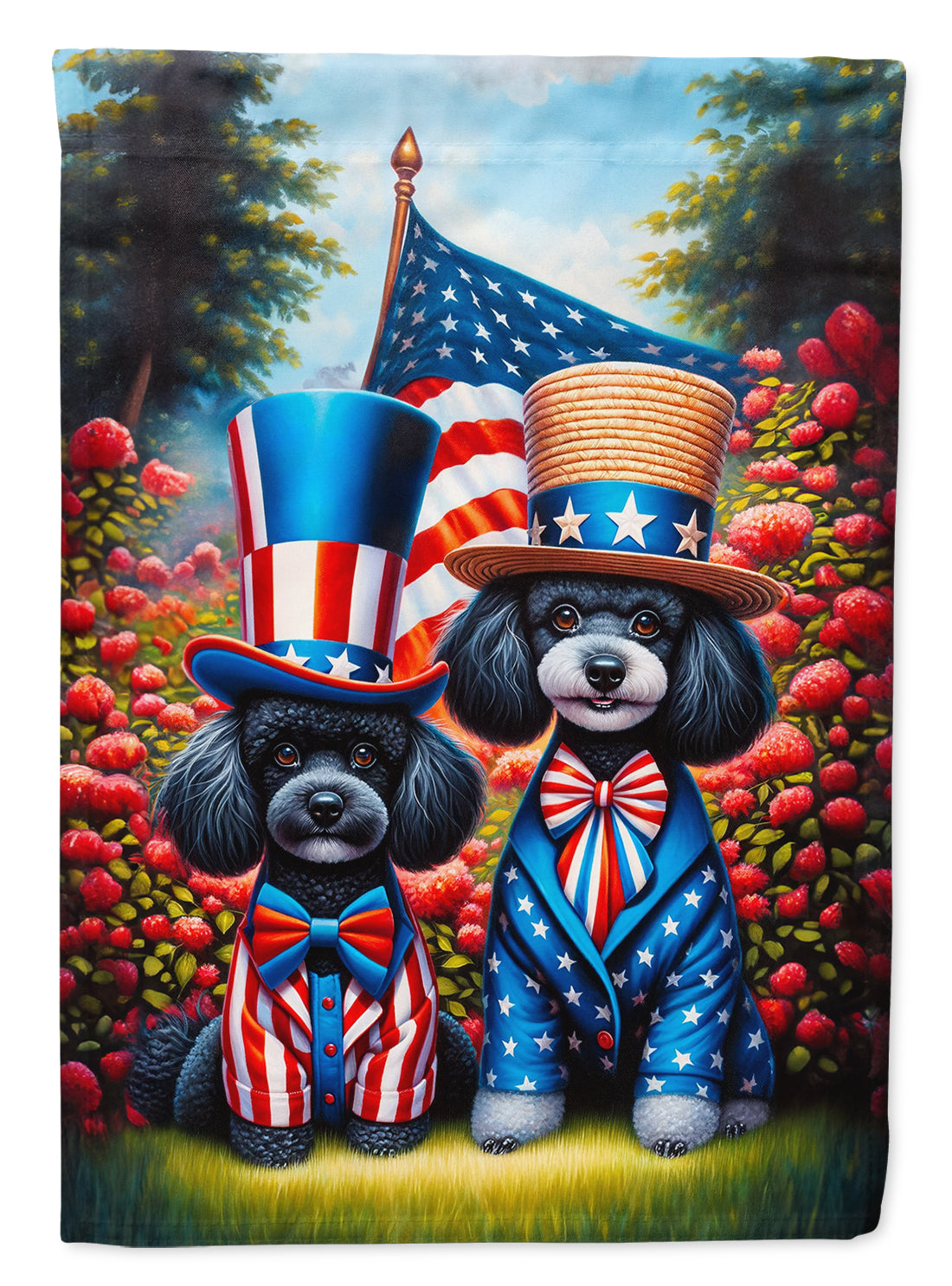 All American Poodle Garden Flag – Dogs with American Flag Background b