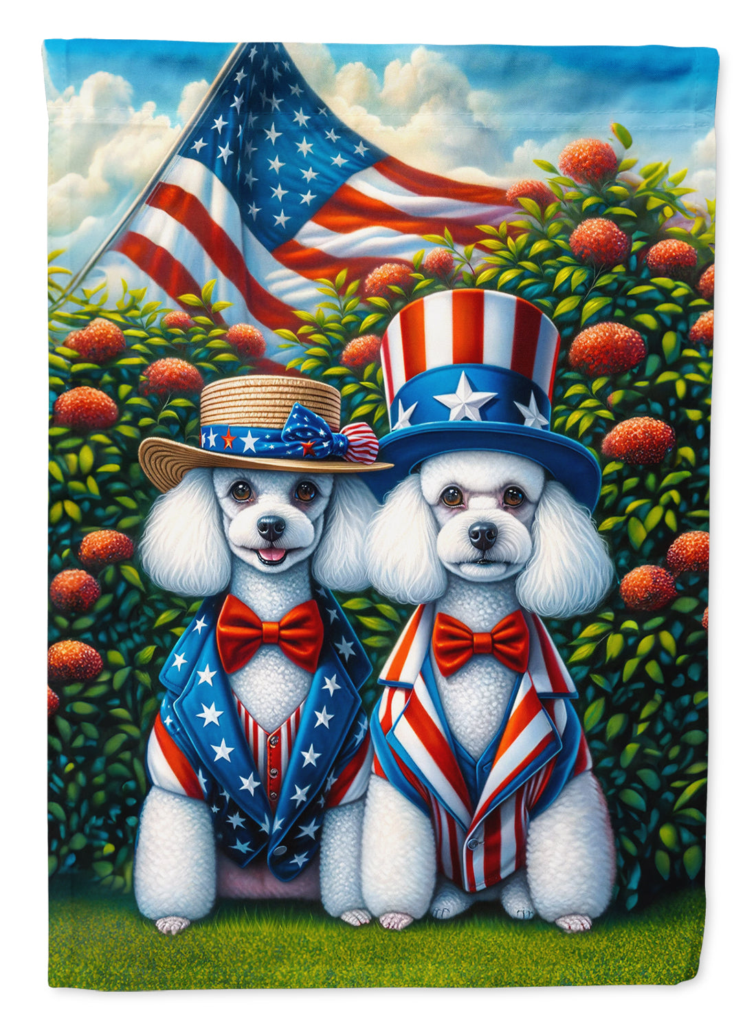 All American Poodle Garden Flag – Dogs with American Flag Background b