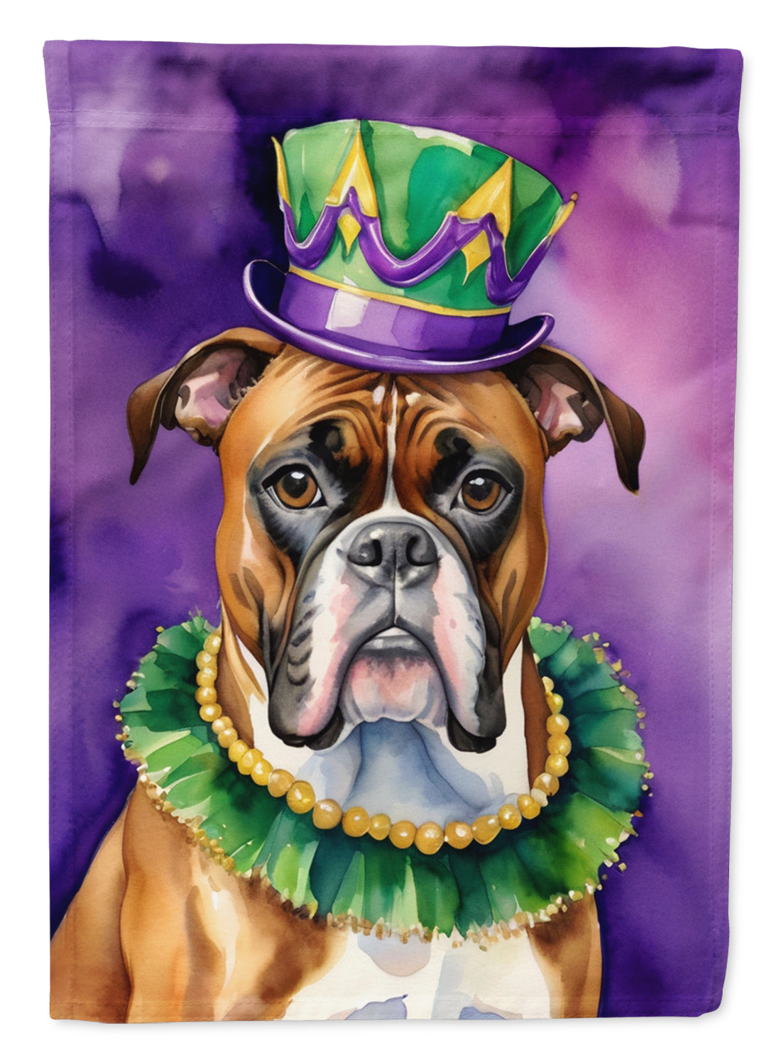 Boxer King of Mardi Gras Garden Flag - Vibrant Dog-Themed Yard Decor b