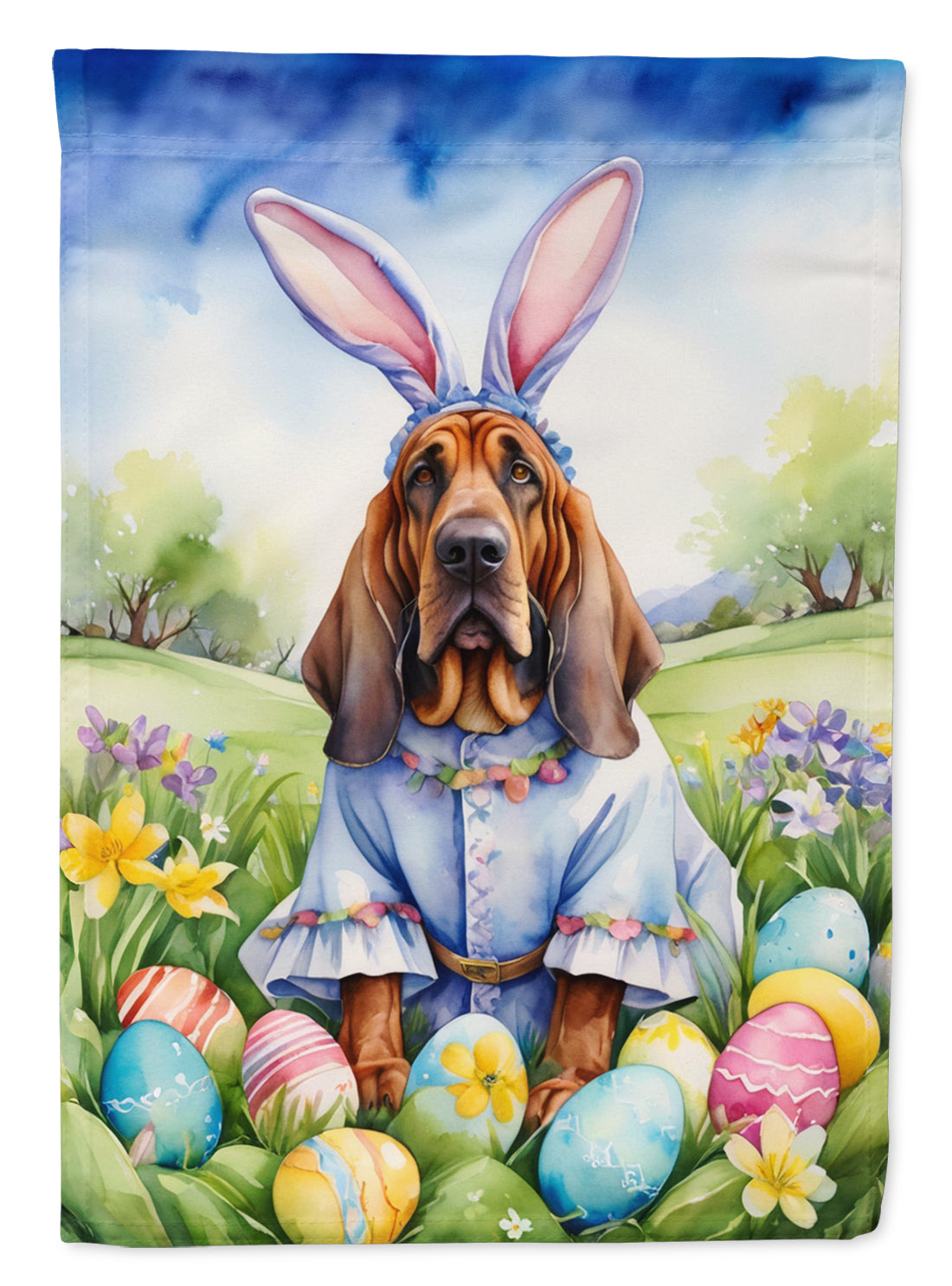 Bloodhound Easter Garden Flag - Easter Egg Hunt - Dog-Themed Spring Ya