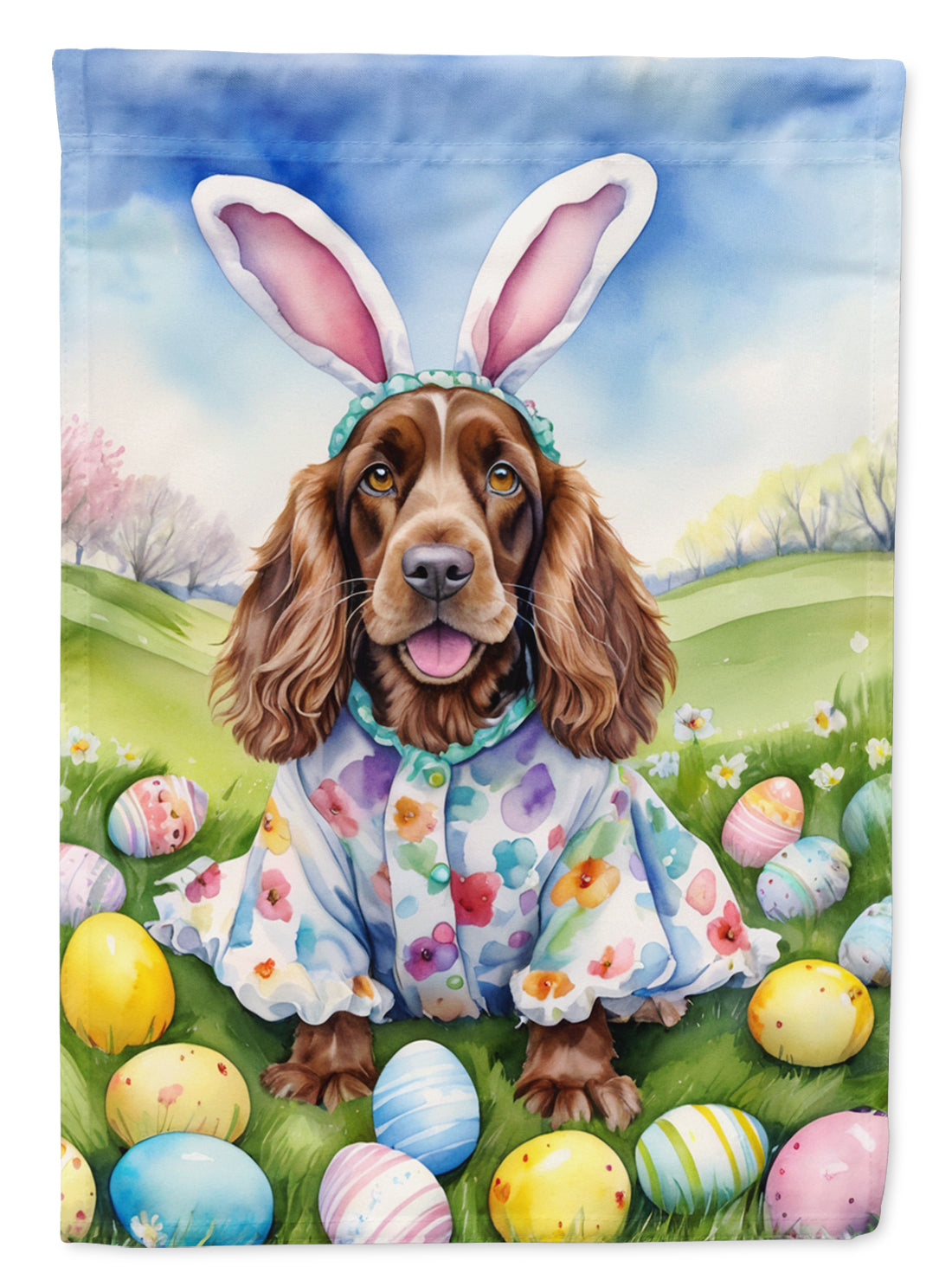 English Cocker Spaniel Easter Garden Flag - Easter Egg Hunt - Dog-Them