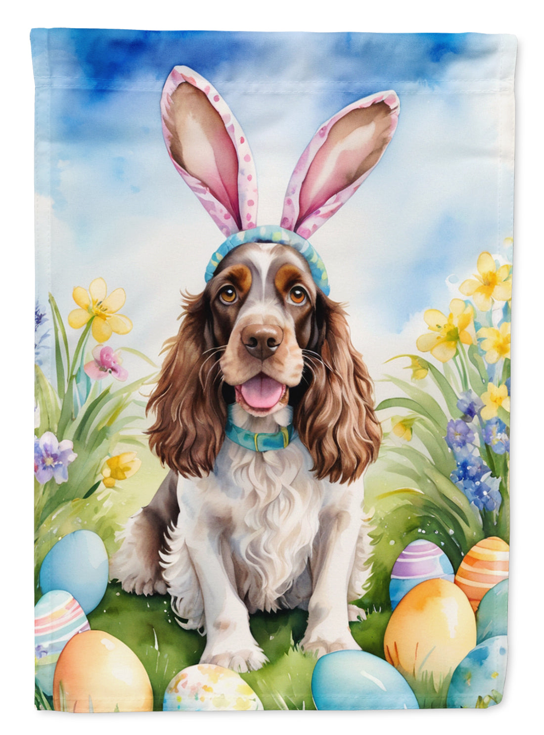 English Cocker Spaniel Easter Garden Flag - Easter Egg Hunt - Dog-Them