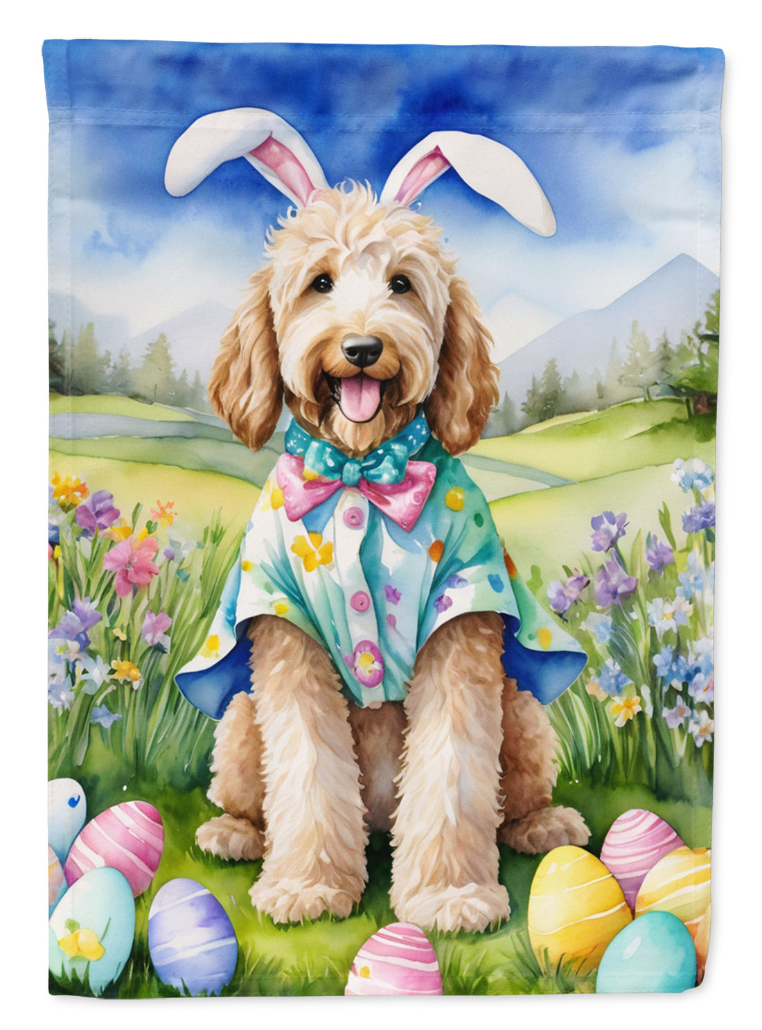 Goldendoodle Easter Garden Flag - Easter Egg Hunt - Dog-Themed Spring