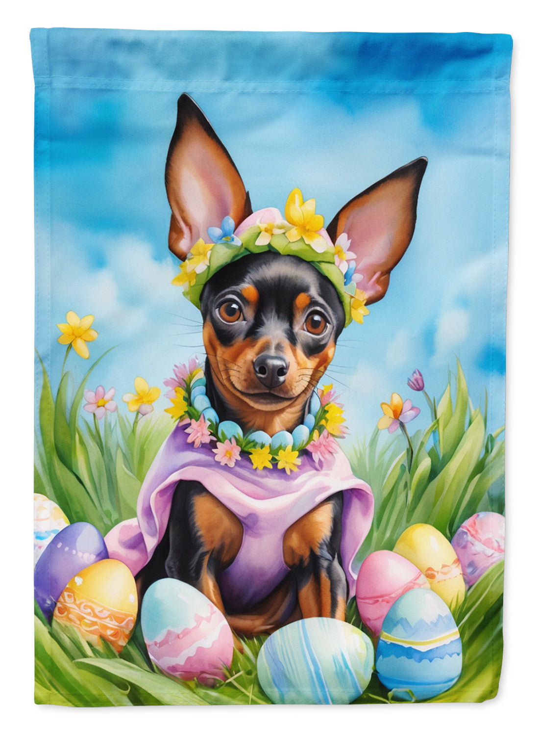 Miniature Pinscher Easter Garden Flag - Easter Egg Hunt - Dog-Themed S