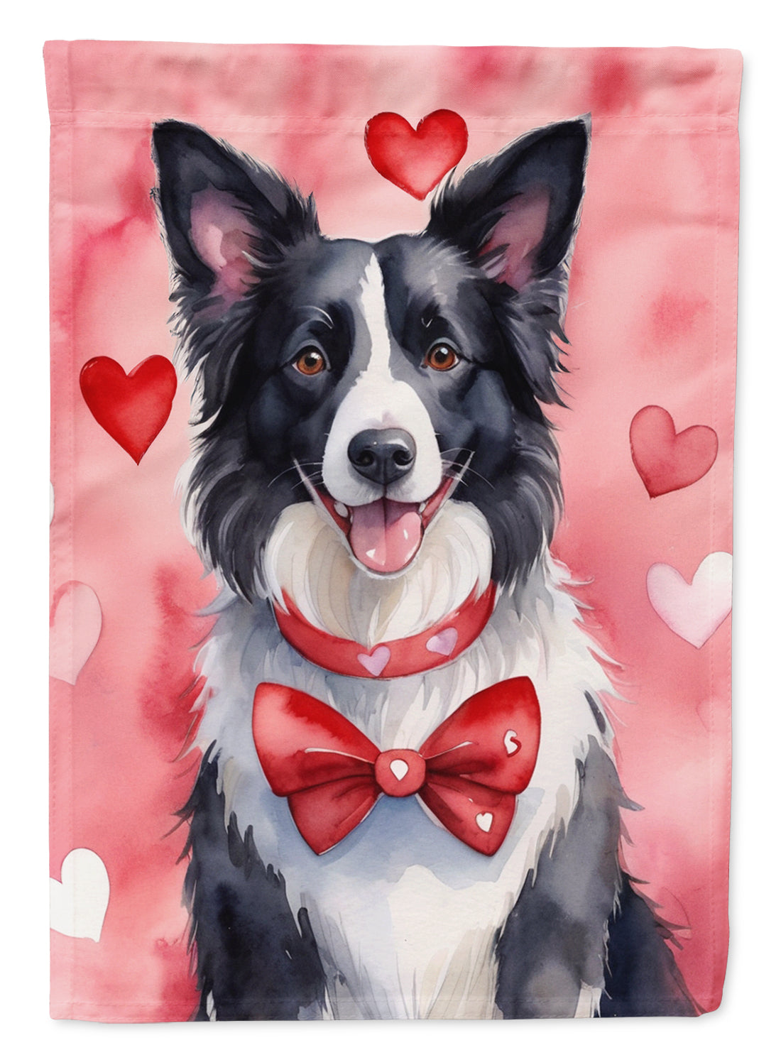 Border Collie Valentine’s Day Garden Flag – Dog-Themed Heart Yard Deco
