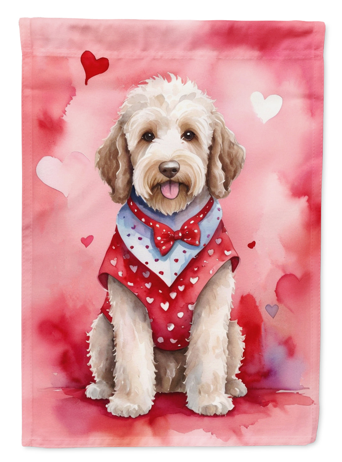 Labradoodle Valentine’s Day Garden Flag – Dog-Themed Heart Yard Decor