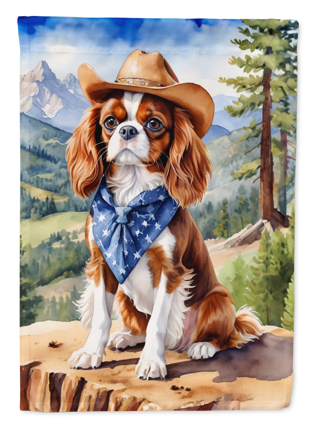 Cavalier Spaniel Cowboy Welcome Garden Flag – Western Dog Yard Decor w