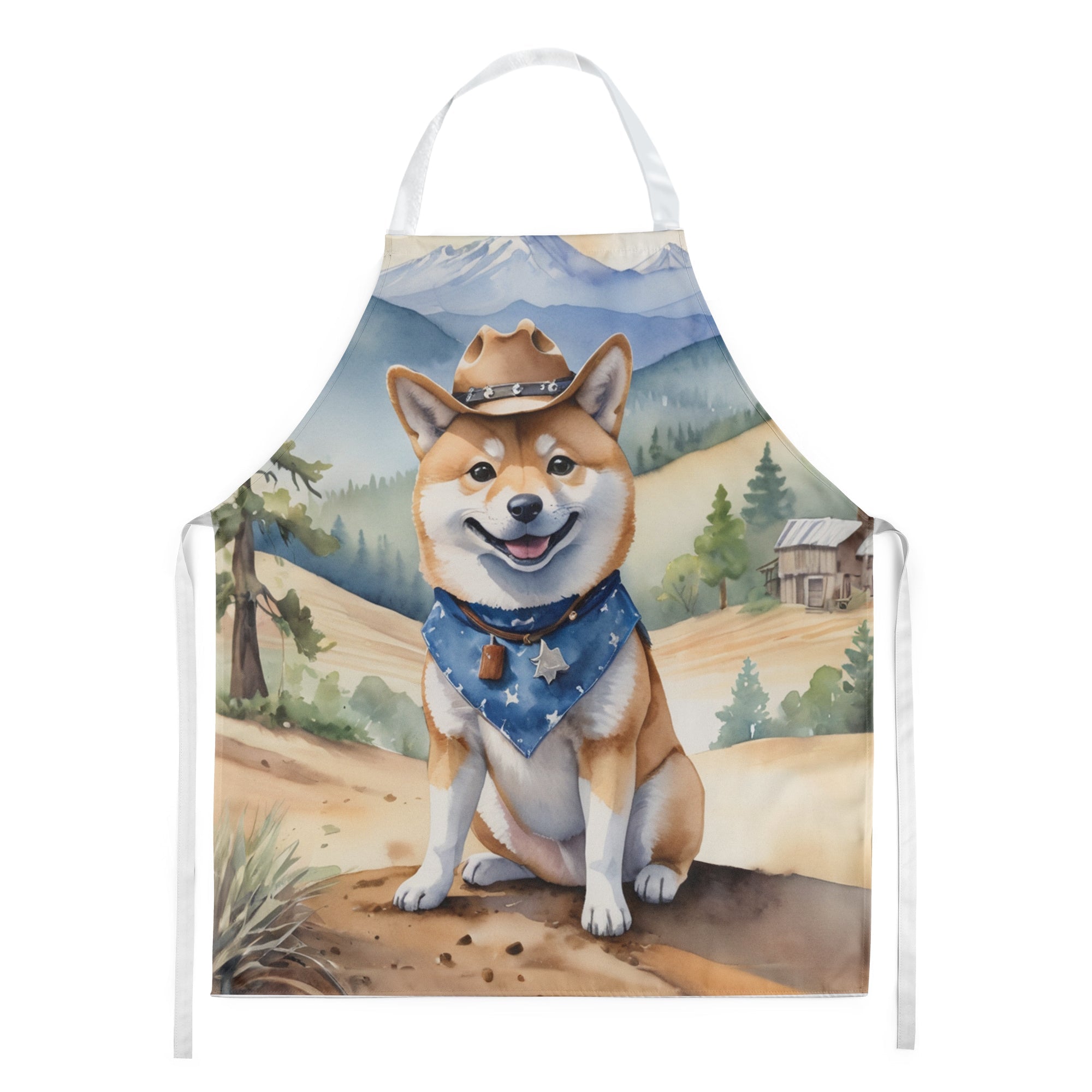 Shiba Inu Cowboy Welcome Apron – Artist-Designed Kitchen, BBQ & Craft