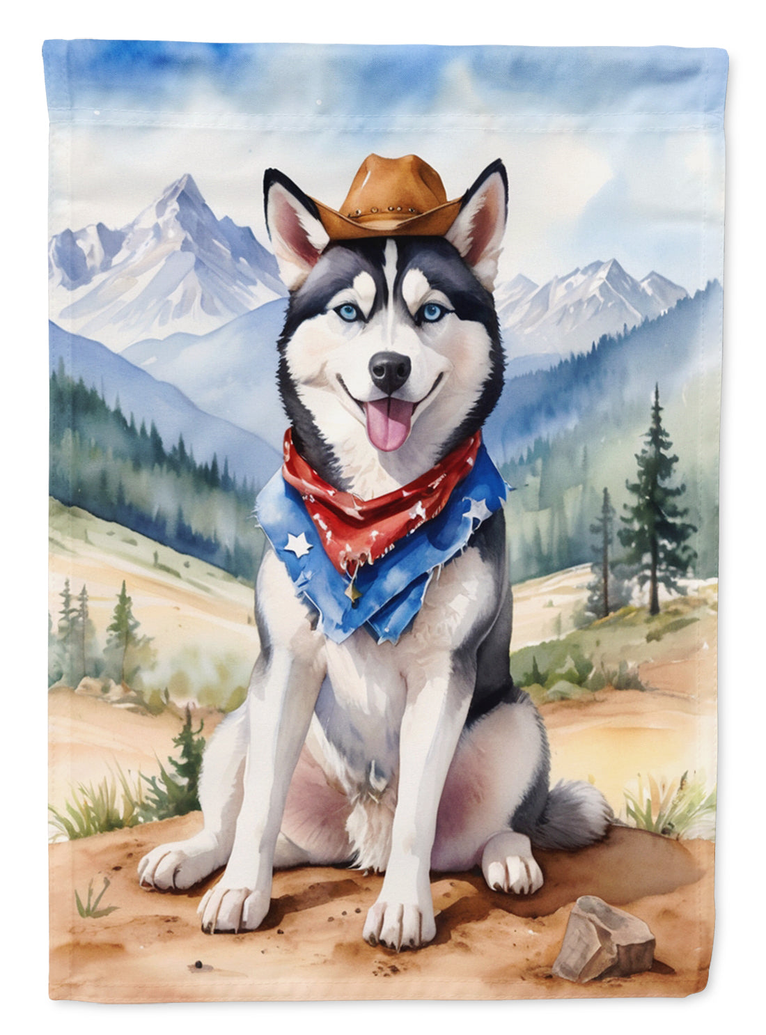 Siberian Husky Cowboy Welcome Garden Flag – Western Dog Yard Decor wit