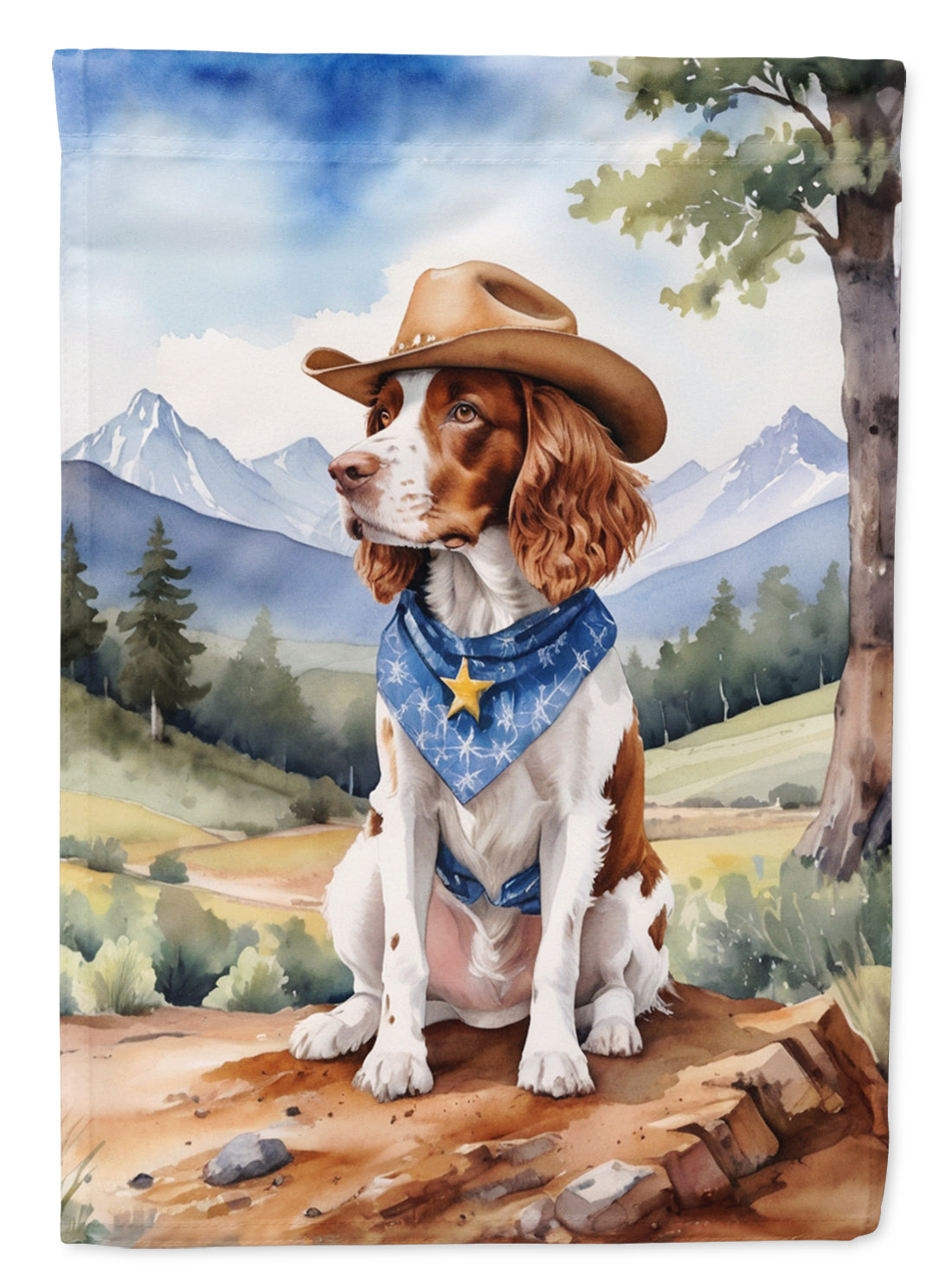 Welsh Springer Spaniel Cowboy Welcome House Flag