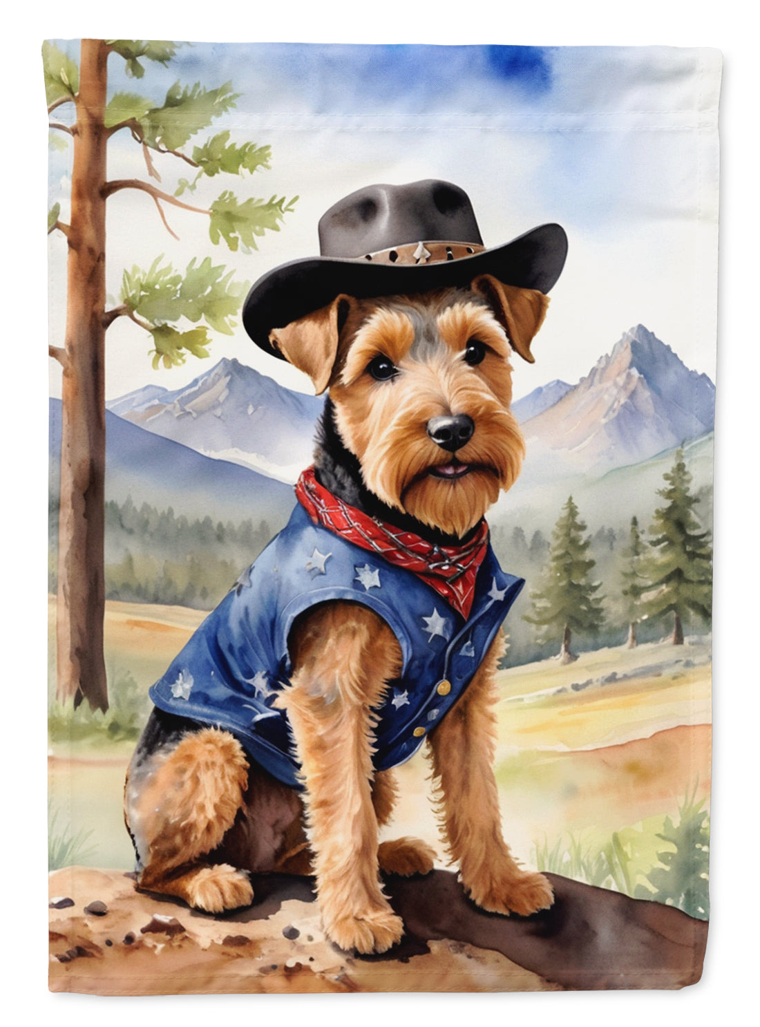 Welsh Terrier Cowboy Welcome House Flag