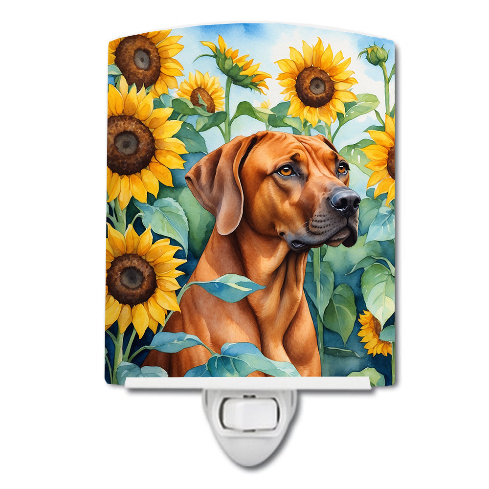 Rhodesian Ridgeback in Sunflowers Ceramic Night Light