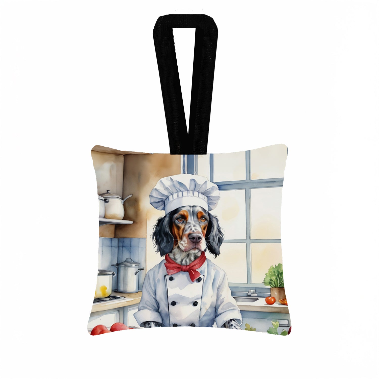 English Setter The Chef Hanging Square Fabric Ornament 3.5 × 3.5