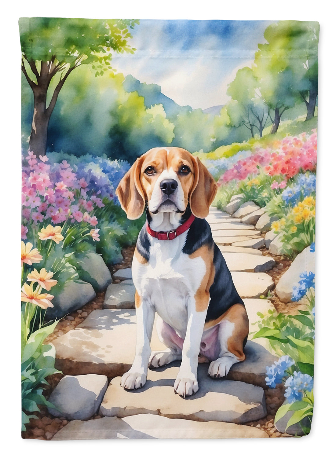 Beagle Spring Garden Path Flag – Dog-Themed Floral Outdoor Decor