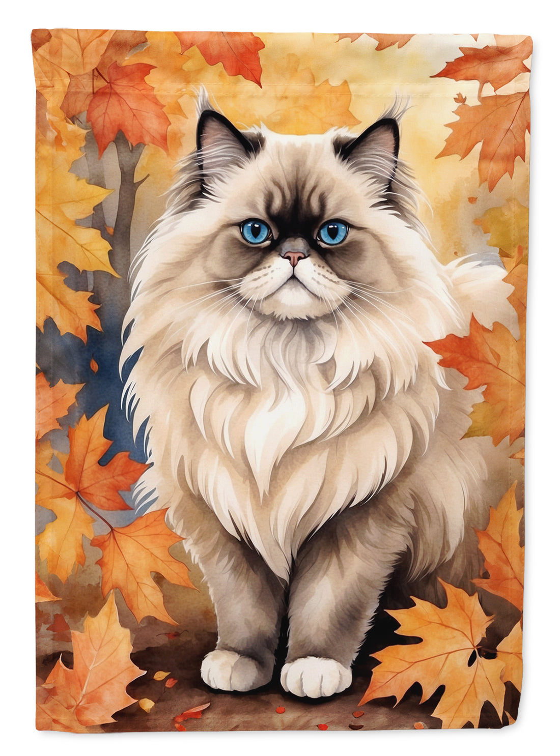 Colorpoint Longhair Fall Garden Flag - Cat in Fall Leaves - Cat-Themed