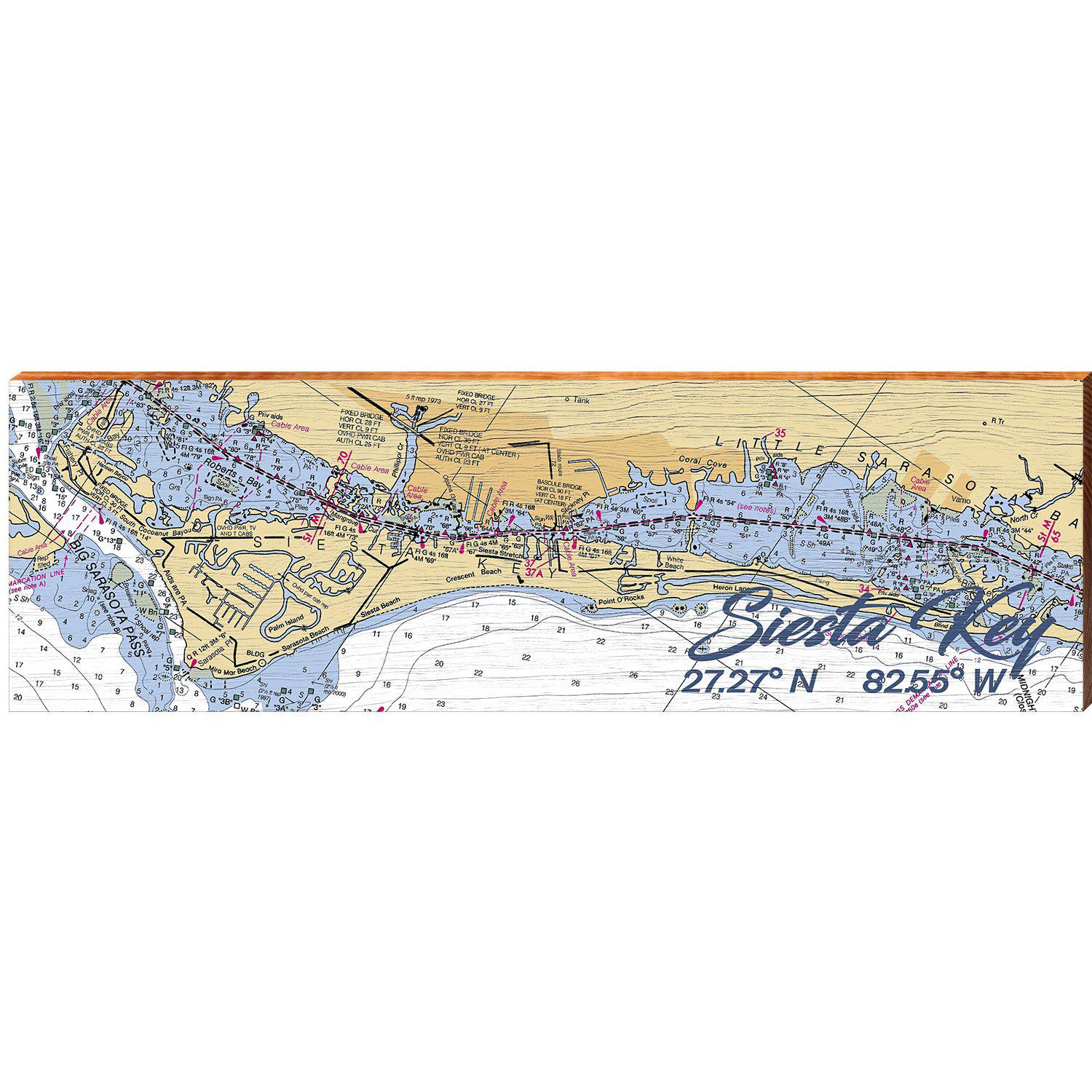 Siesta Key, Florida Latitude Longitude Map Wooden Sign | Wall Art Prin
