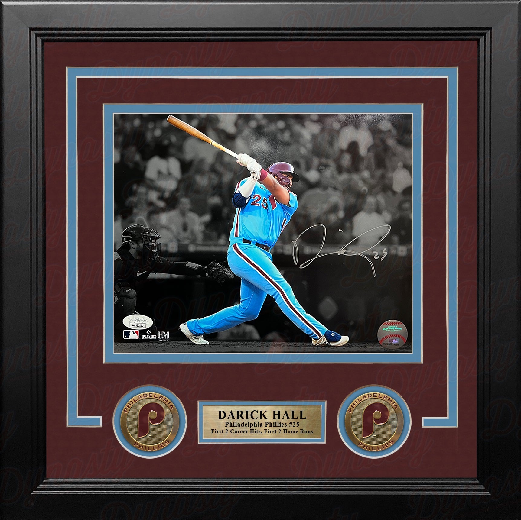 Darick Hall First Home Run Philadelphia Phillies Autographed Framed Ba