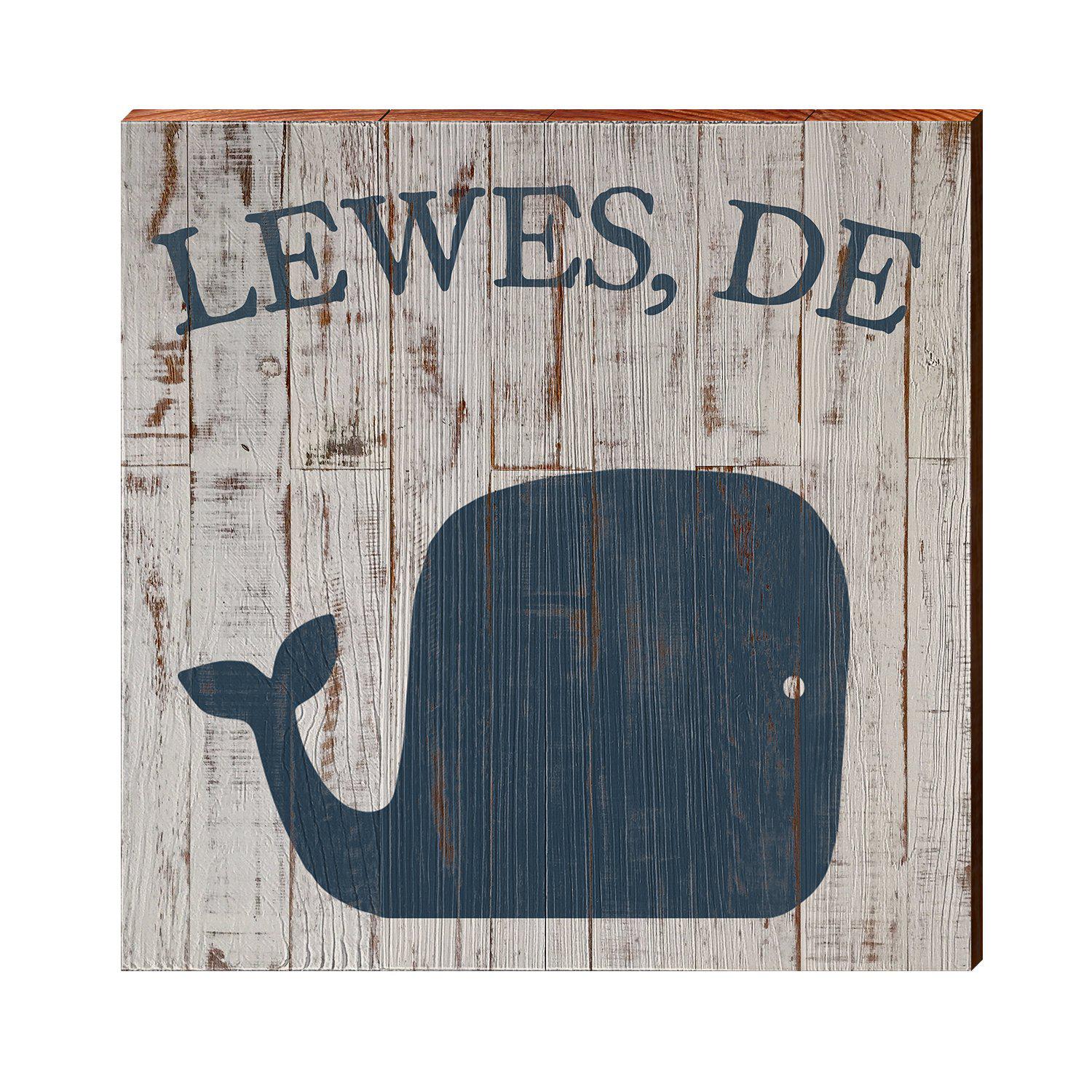 Lewes, DE Whale Shabby | Wall Art Print on Real Wood