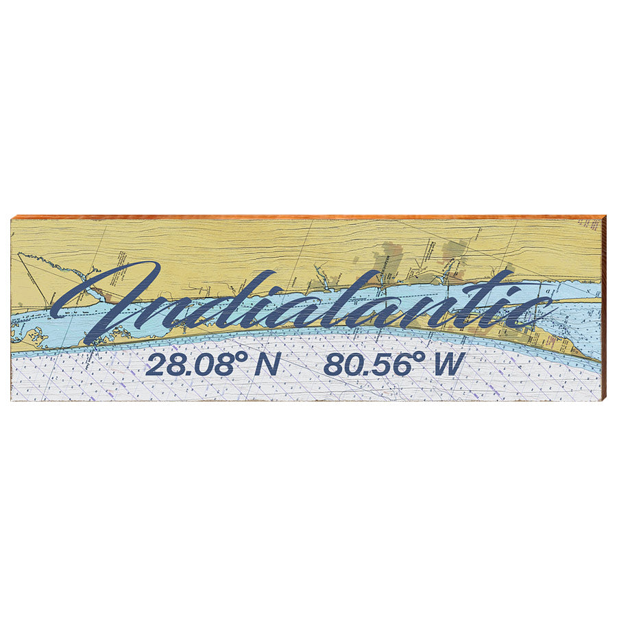 Indialantic, Florida Latitude Longitude Map Wooden Sign | Wall Art Pri