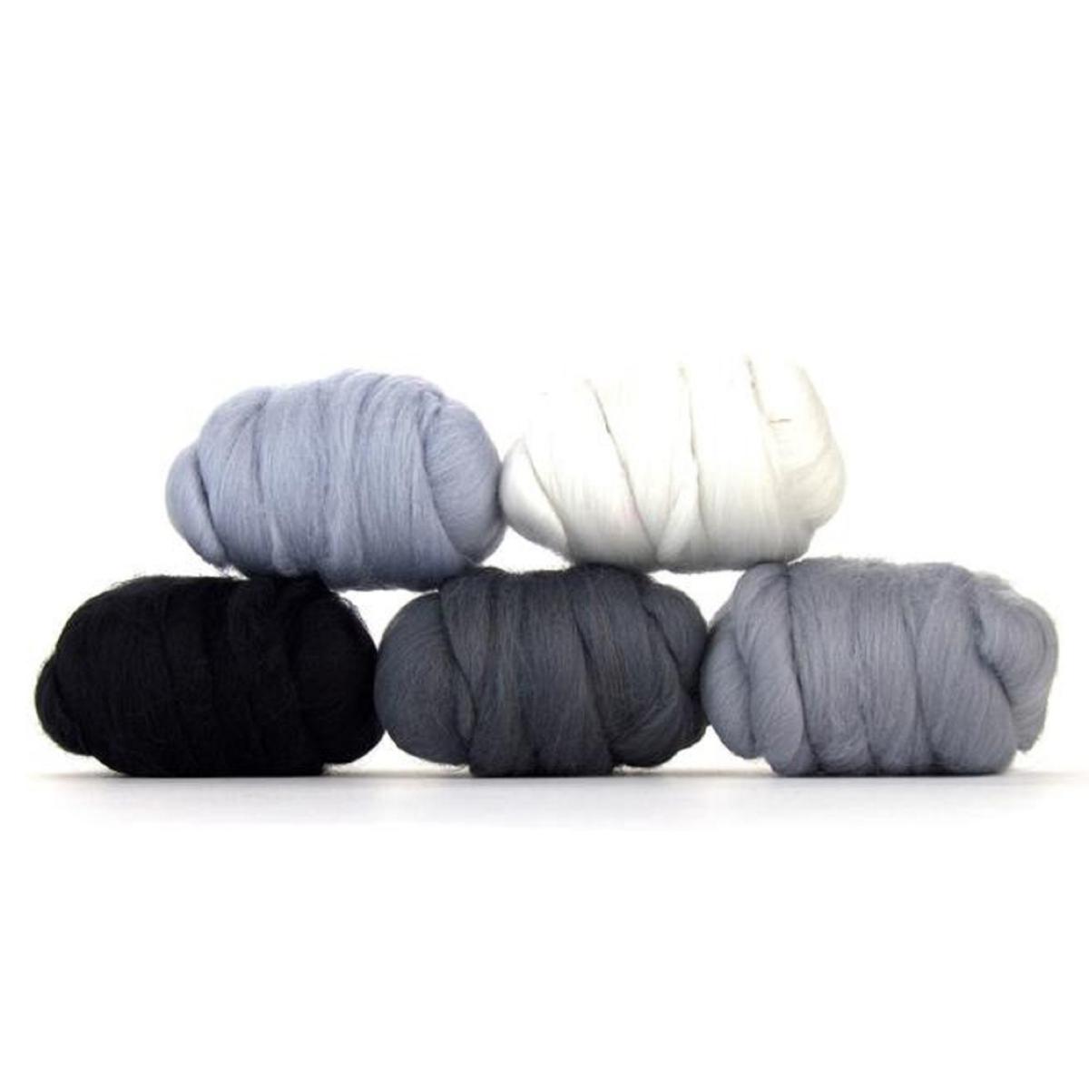 Mixed Merino Wool Variety Pack | Hazy Gray (Grays) 250 Grams, 23 Micro