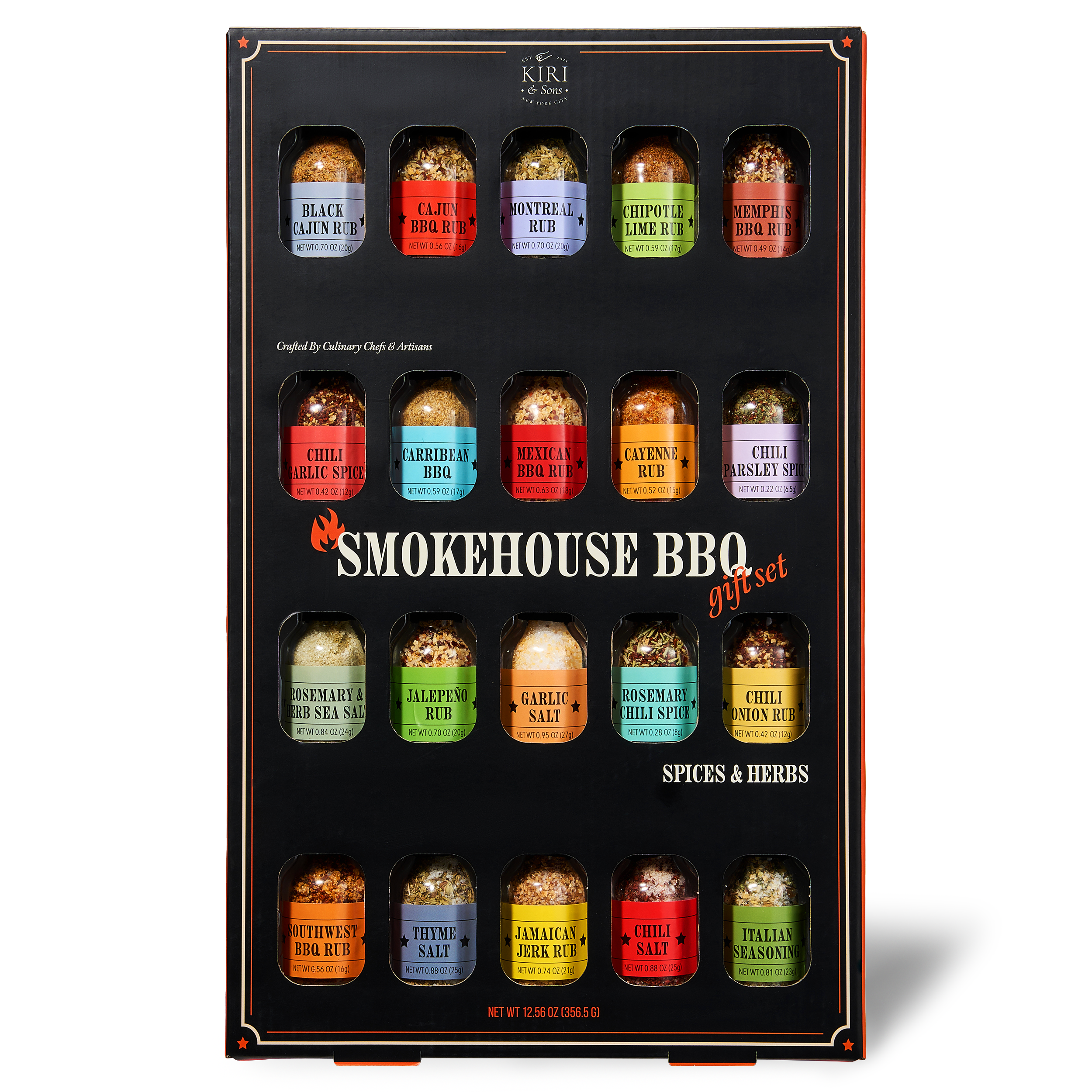 Smokehouse BBQ Gourmet Grilling Spice Set | 20-Set | Glass Bottle Seas