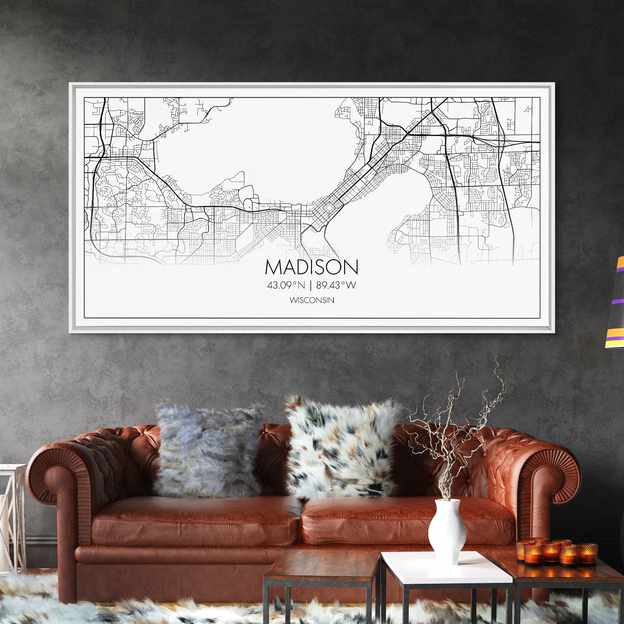 Madison City Map, Wisconsin Map, Map Art, Modern Art, Wall Art, Canvas