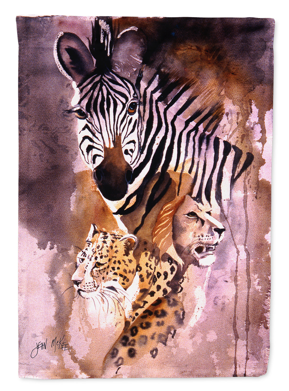 Cheetah, Lion, and Zebra Flag Canvas House Size JMK1194CHF