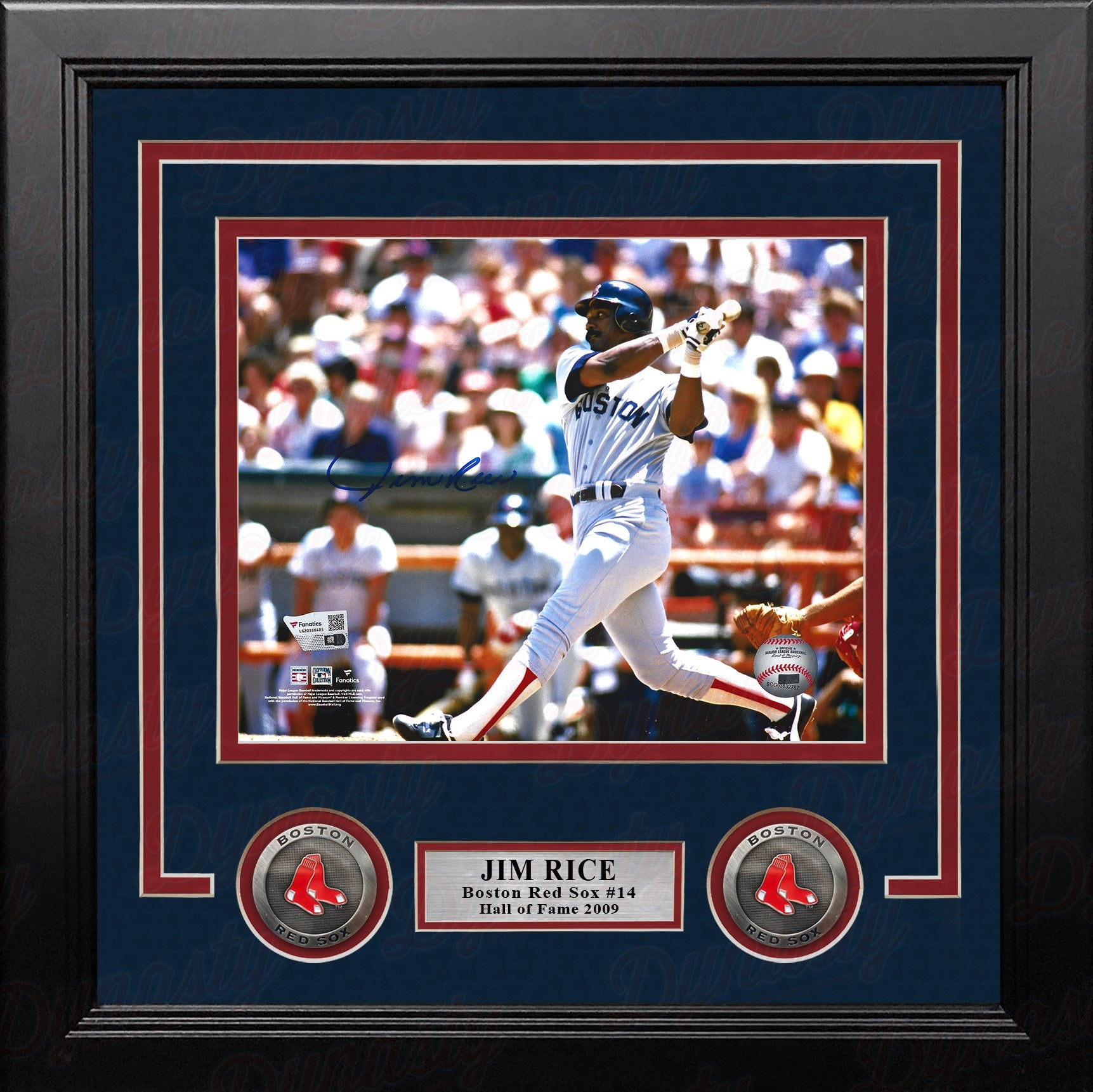 Jim Rice Swinging Action Boston Red Sox Autographed 8" x 10" Framed Ba