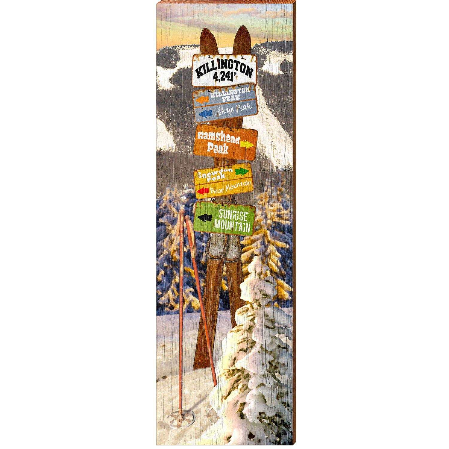 Killington Mountain Resort, Vermont Wooden Directional Sign | Wall Art