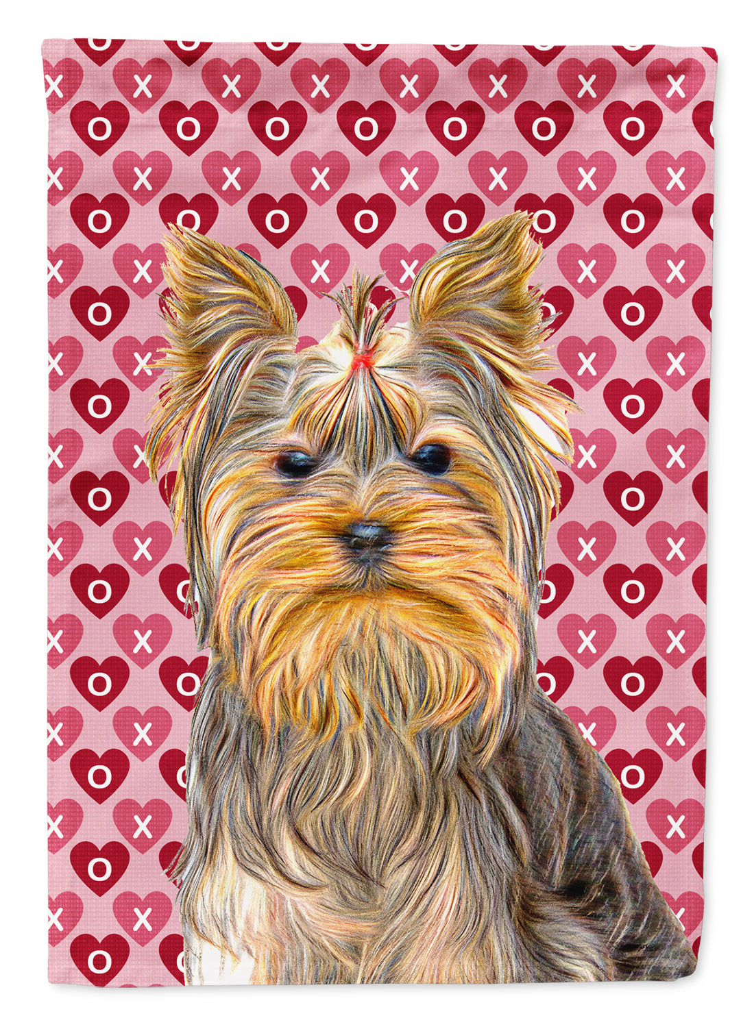 Hearts Love and Valentine's Day Yorkie / Yorkshire Terrier Flag Canvas