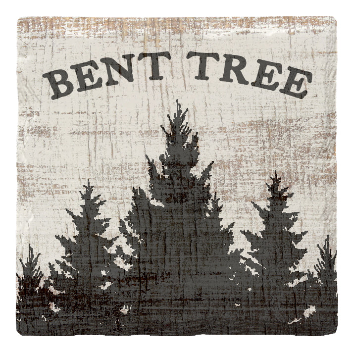 Bent Tree, Georgia Pine Trees | Drink Coaster Set | (Thick Text)