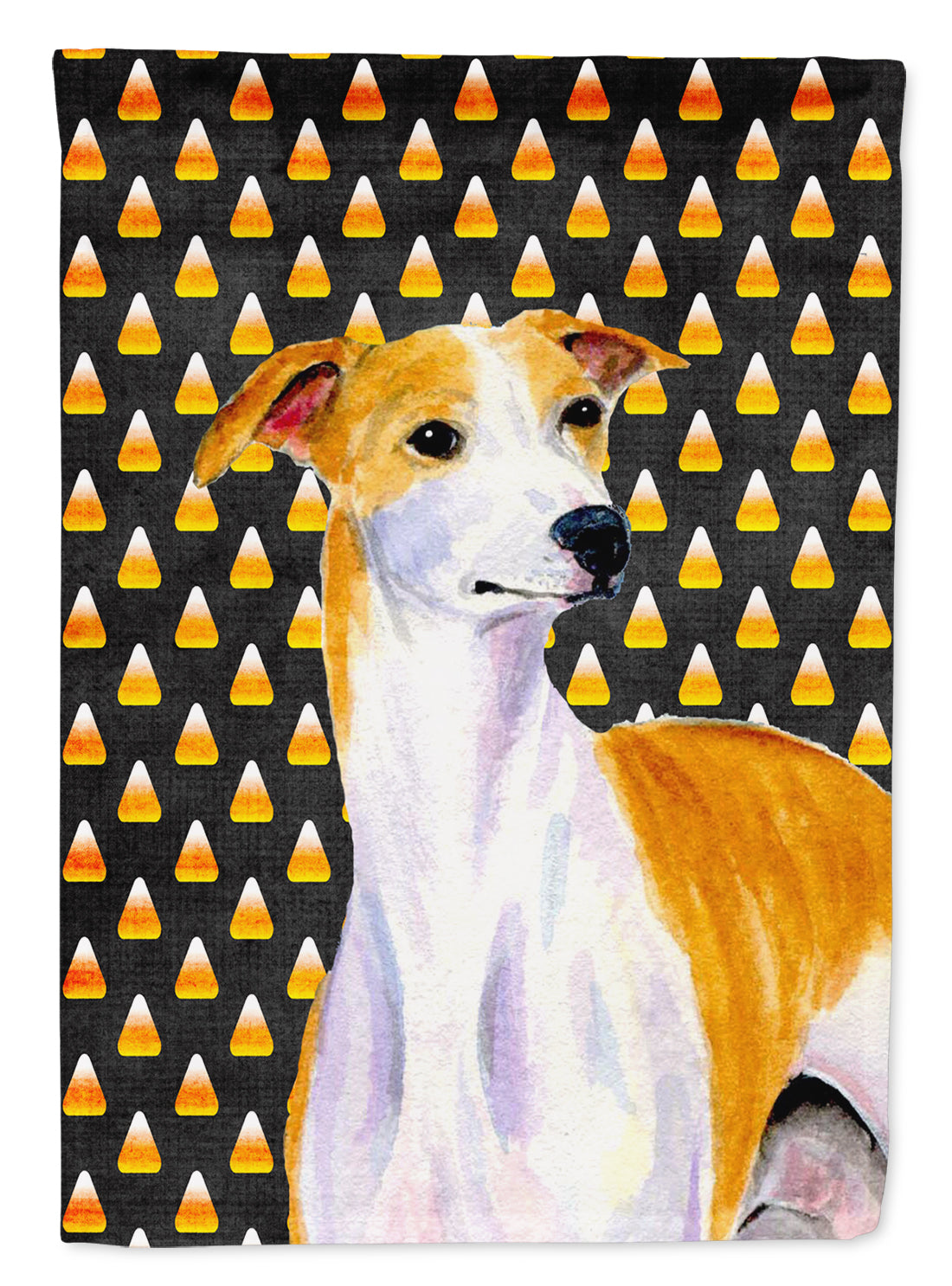 Whippet Candy Corn Halloween Portrait Garden Flag – Decorative Outdoor