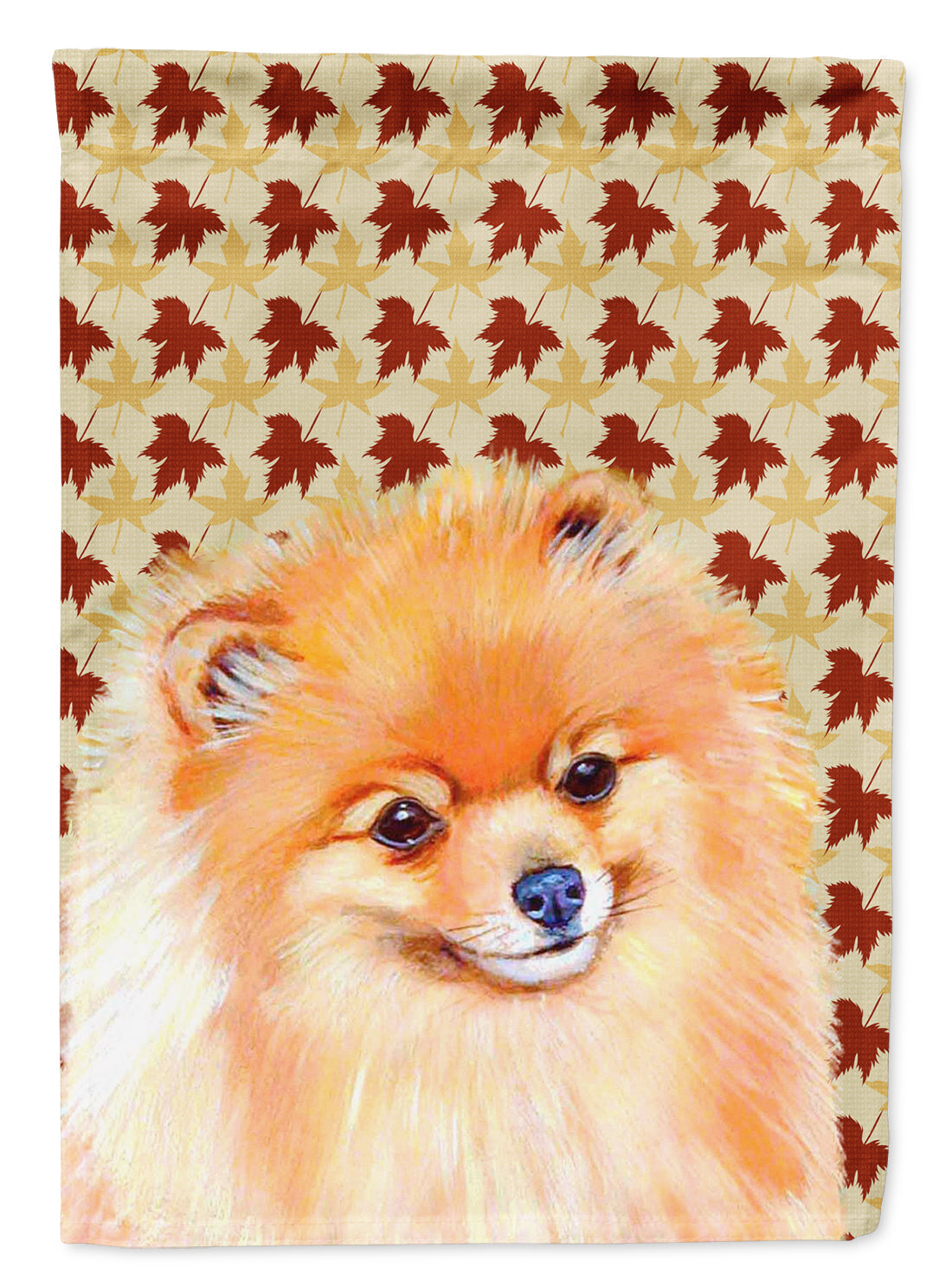 Pomeranian Fall Leaves Portrait Flag Canvas House Size