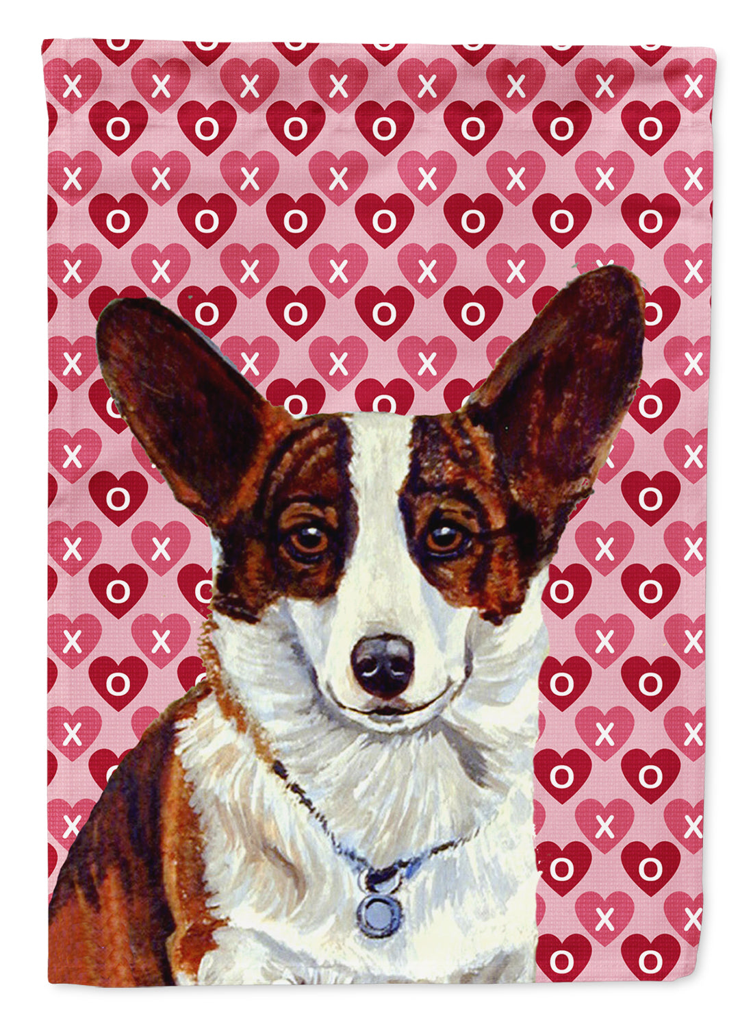 Corgi Hearts Love and Valentine's Day Portrait Garden Flag – Decorativ