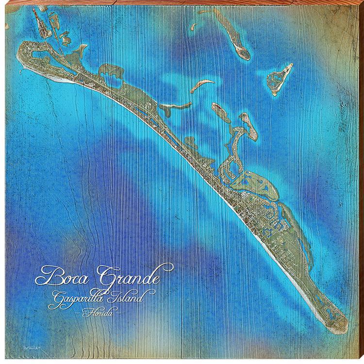 Boca Grande & Gasparilla Island, Florida Map Wooden Sign | Wall Art Pr