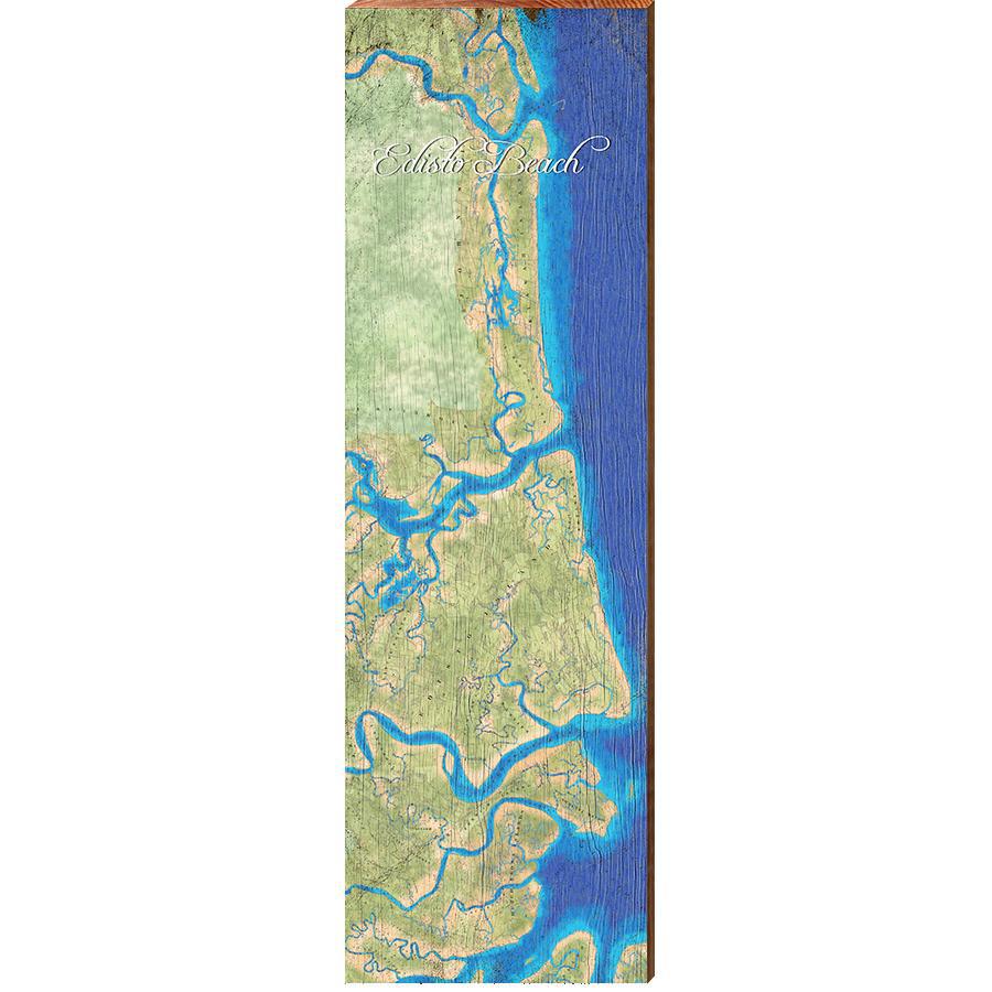 Edisto Beach Map Home Decor Art Print on Real Wood