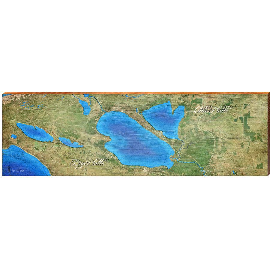 Big Platte Lake, Little Platte Lake, Michigan Map Wooden Sign | Wall A