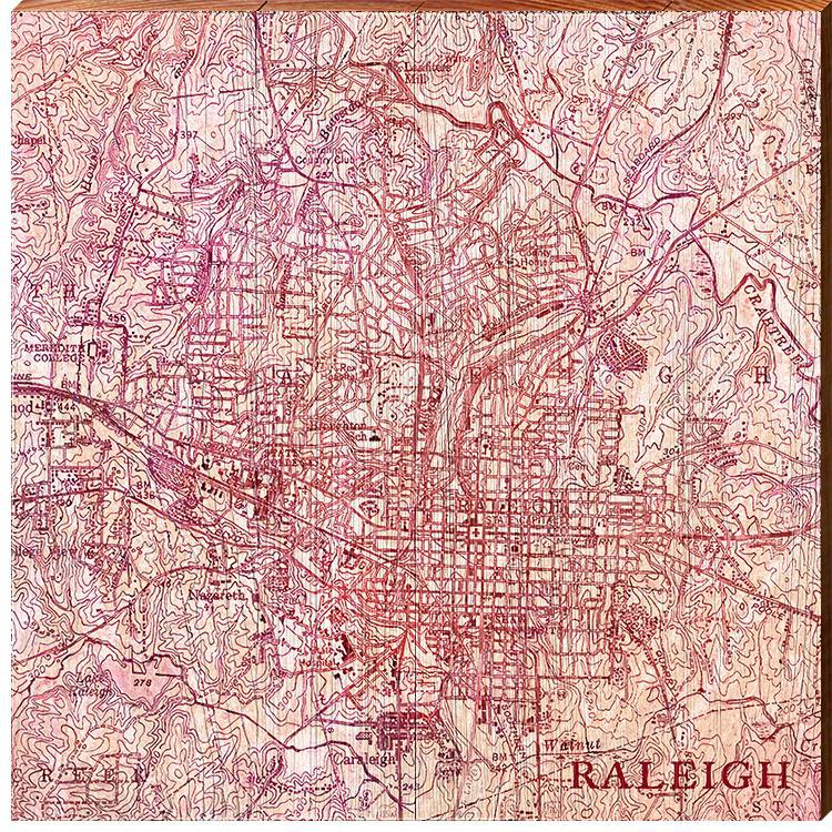 City of Raleigh, North Carolina White Topographic Map | Wall Art Print